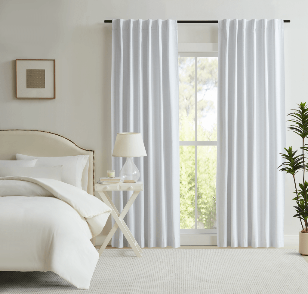 Orson White White Blockout Curtains Concealed Tab – EZ BLINDS